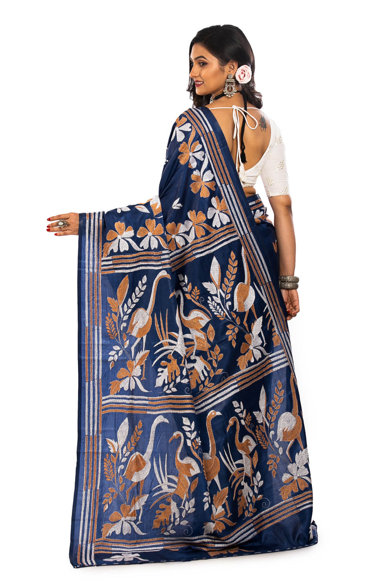 Kantha Stitch Saree with Detailed Embroidery Work (0624) – banglarsare