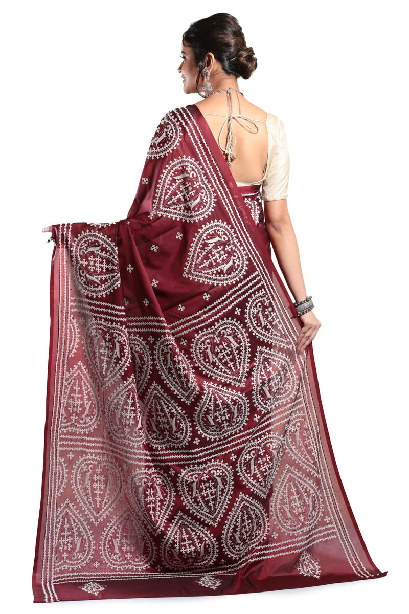 Gujarati Stitch Blended Silk Saree - Elegant Ethnic Wear – banglarsare
