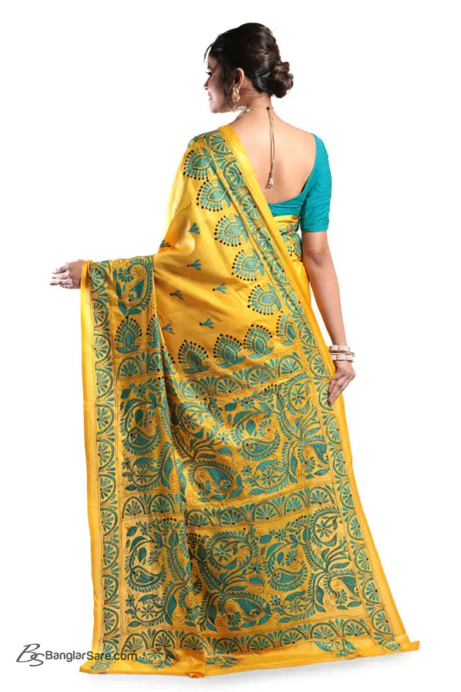 Authentic Handcrafted Kantha Stitch Saree – banglarsare